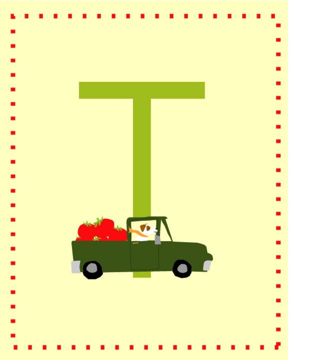 Letter T Nursery Alphabet Card - Etsy