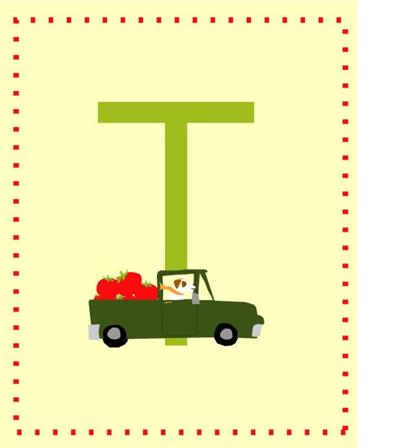 Letter T Nursery Alphabet Card - Etsy