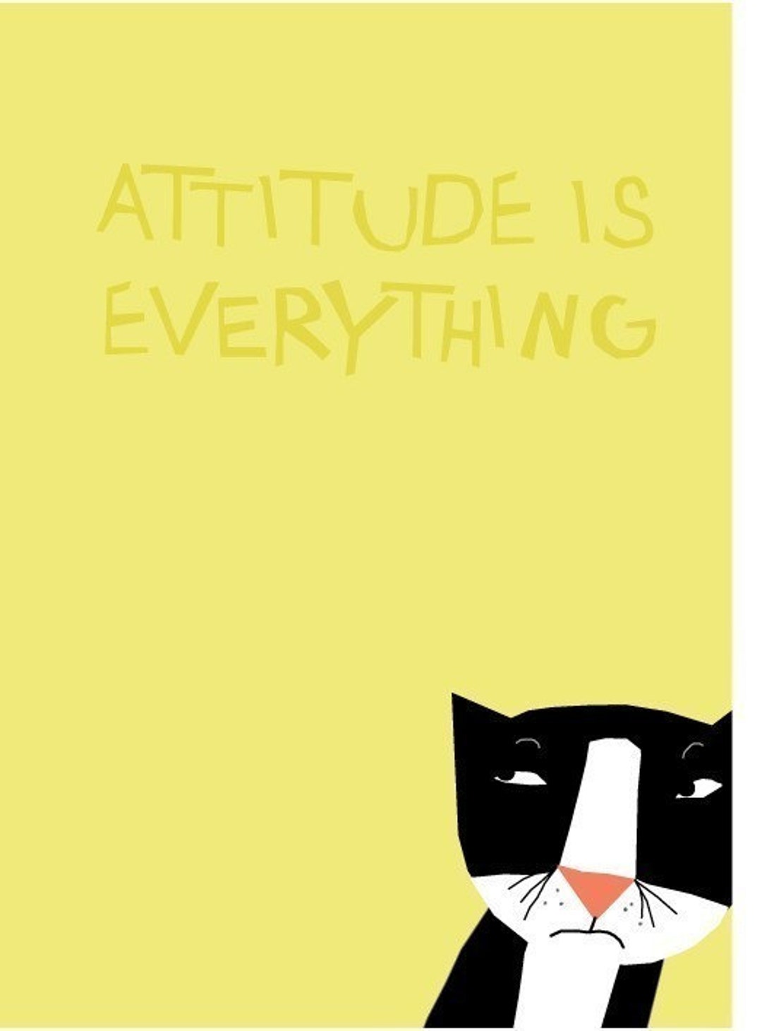 Cat Card Attitude is Everything Tuxedo Black and White Kitty - Etsy