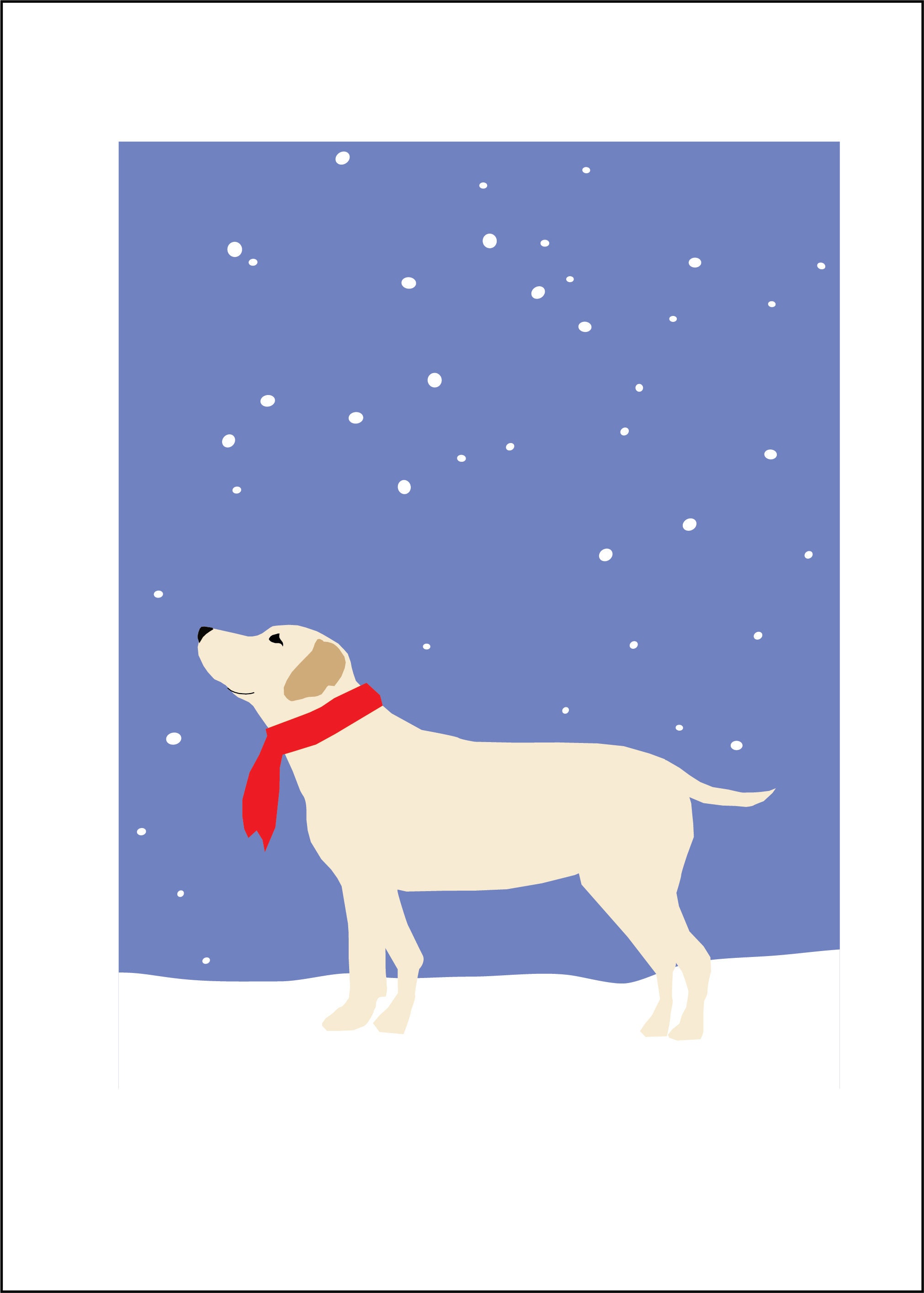 Greeting Card Christmas Greeting Labrador in Snow Choose Black ...