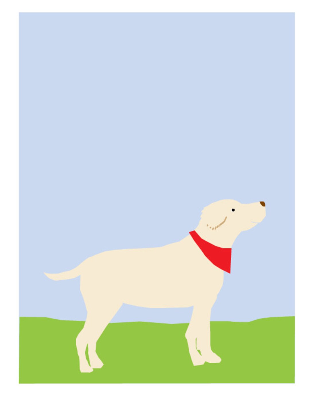 Yellow Lab in Spring Original Illustration Matted in 11 X 14 Inch White ...