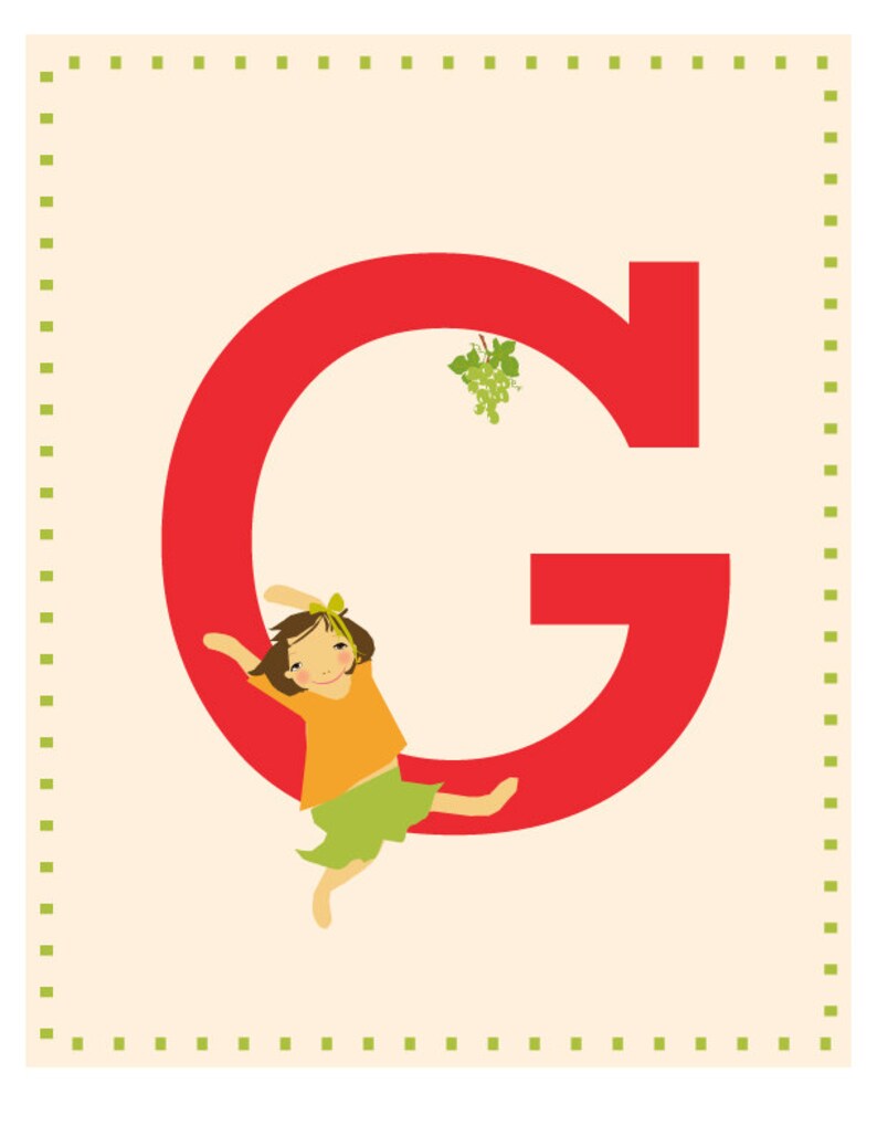Alphabet Print Letter G Nursery Wall Decor 5 X 7 Inch Image - Etsy