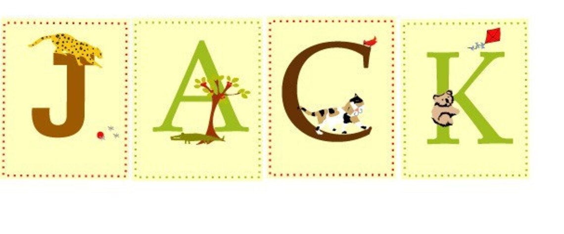 Custom Child's Name Illustrated Alphabet Prints Nursery Art - Etsy