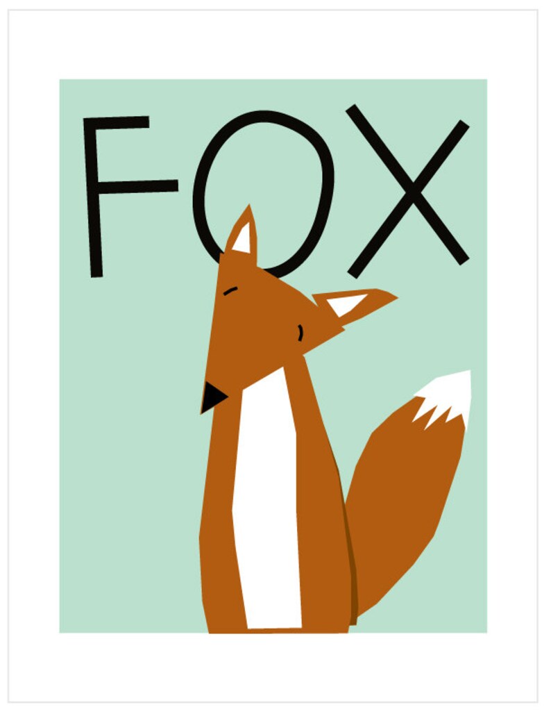 Sweet Fox Baby Art Print in Mat Mint Green Nursery Decor - Etsy
