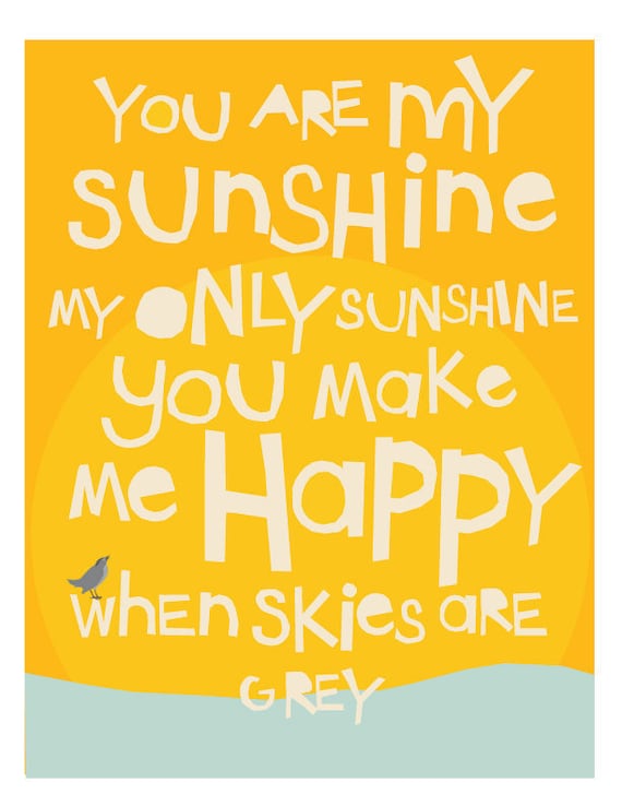 You are my sunshine print original illustration 8 x 10 inch in | Etsy
