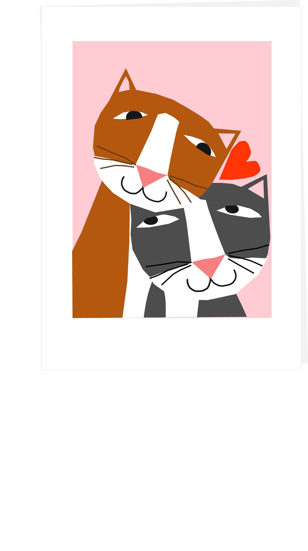 Sweet Valentine Cats Couple Card Greeting Card - Etsy