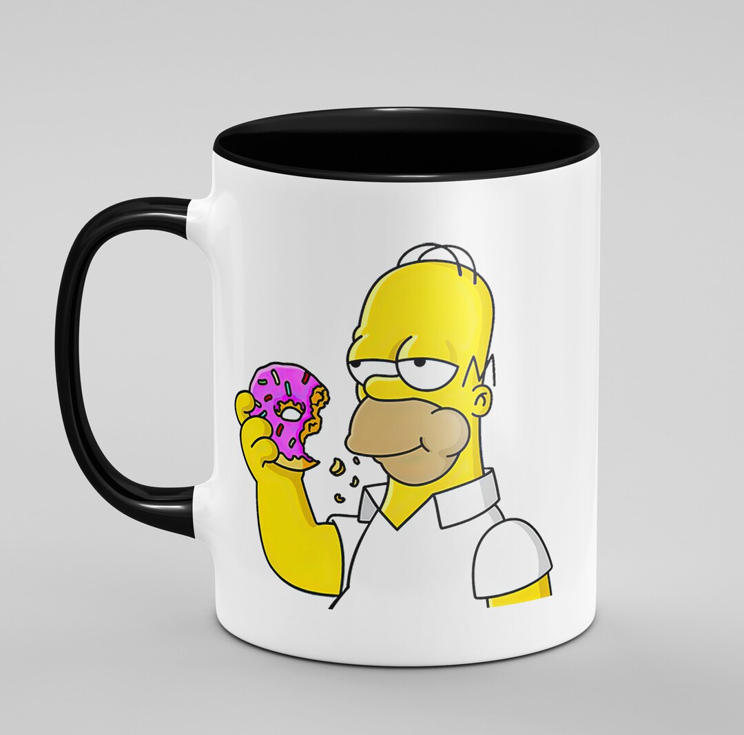 Homer Simpson Eating Donut Mug - American Sitcom Series Gift Idea ...