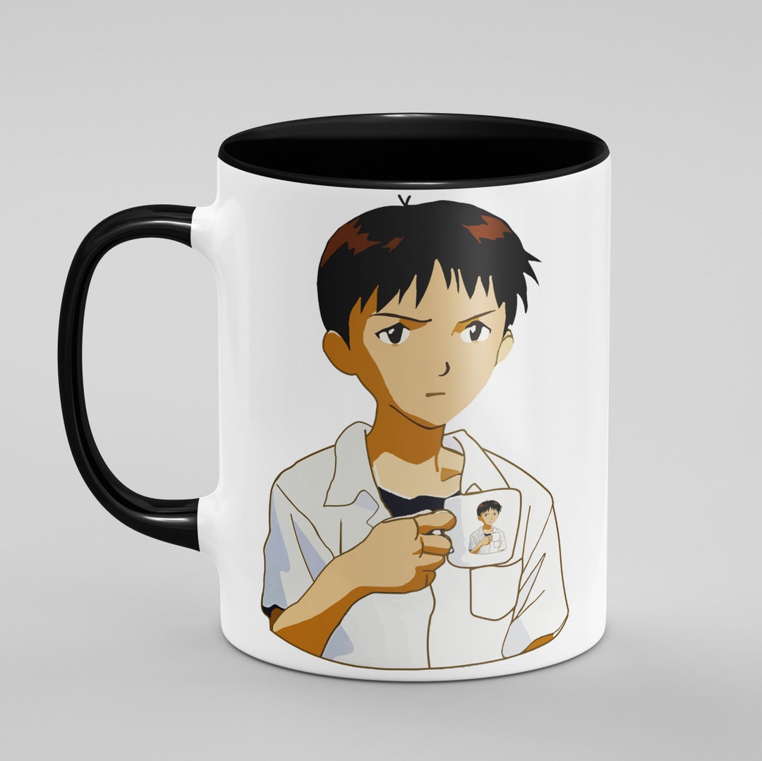 Shinji Ikari Holding A Mug - Anime Neon Genesis Evangelion - Cute ...