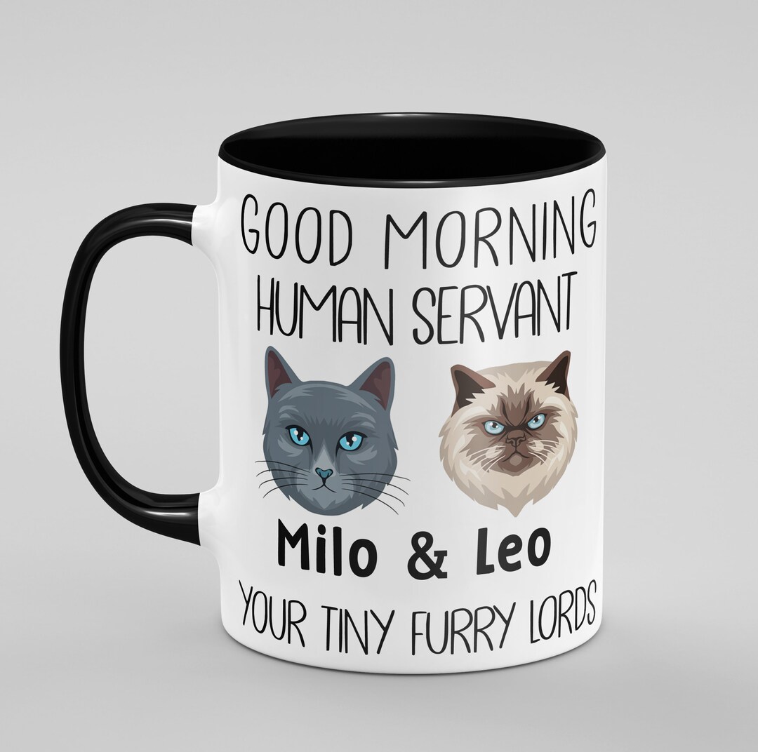 Good Morning Human Servant Cat Name Personalised Mug Pet Cats Funny ...