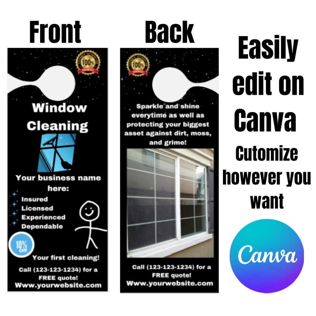 Window Cleaning Front and Back Door Hanger Template for Marketing ...