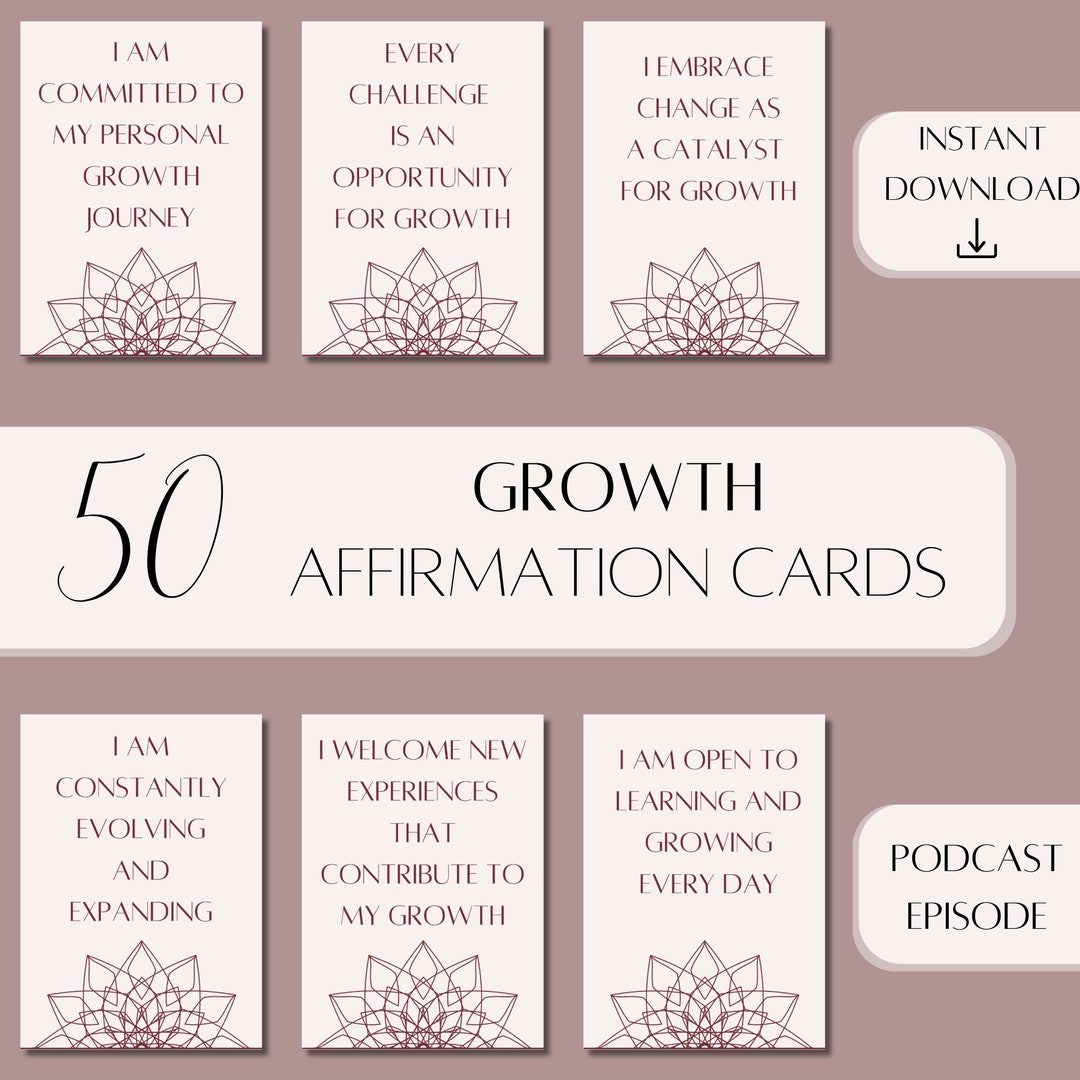 Printable Growth Affirmation Cards, Self-care, Confidence Boosting ...