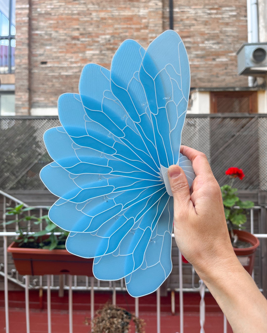 Handfan Dragonfly Wings. 3D Printed and Hand Sewn. Compostable and 100% ...