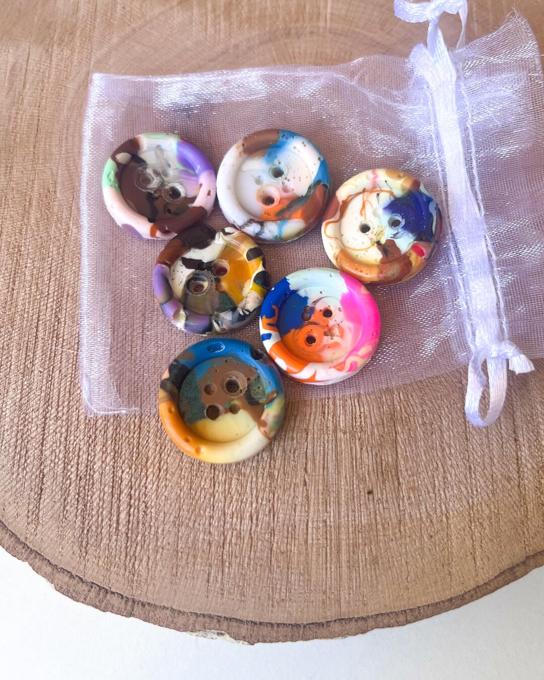 Set of 6 Charming Large Buttons – Handmade From 100% Recycled PLA. 2 ...