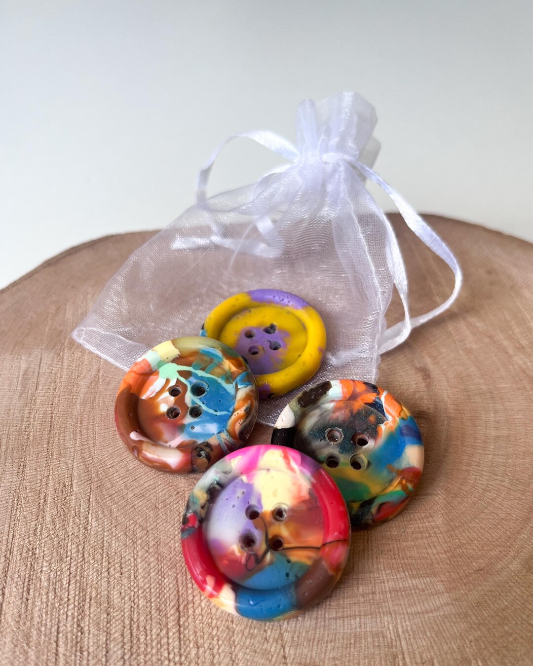 Set of 4 Charming Large Buttons – Handmade From 100% Recycled PLA. 3cm ...