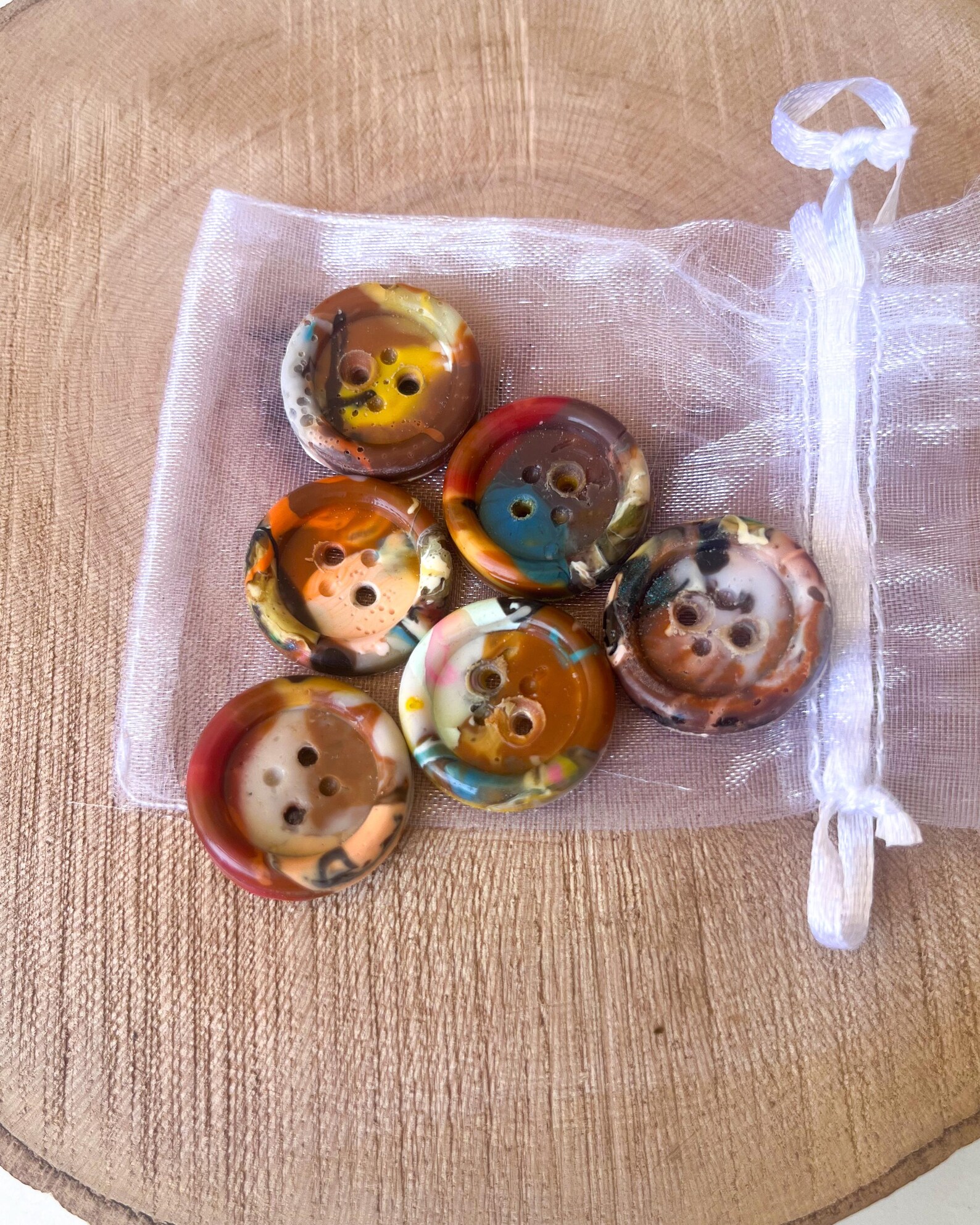 Set of 6 Charming Large Buttons – Handmade From 100% Recycled PLA. 2 ...
