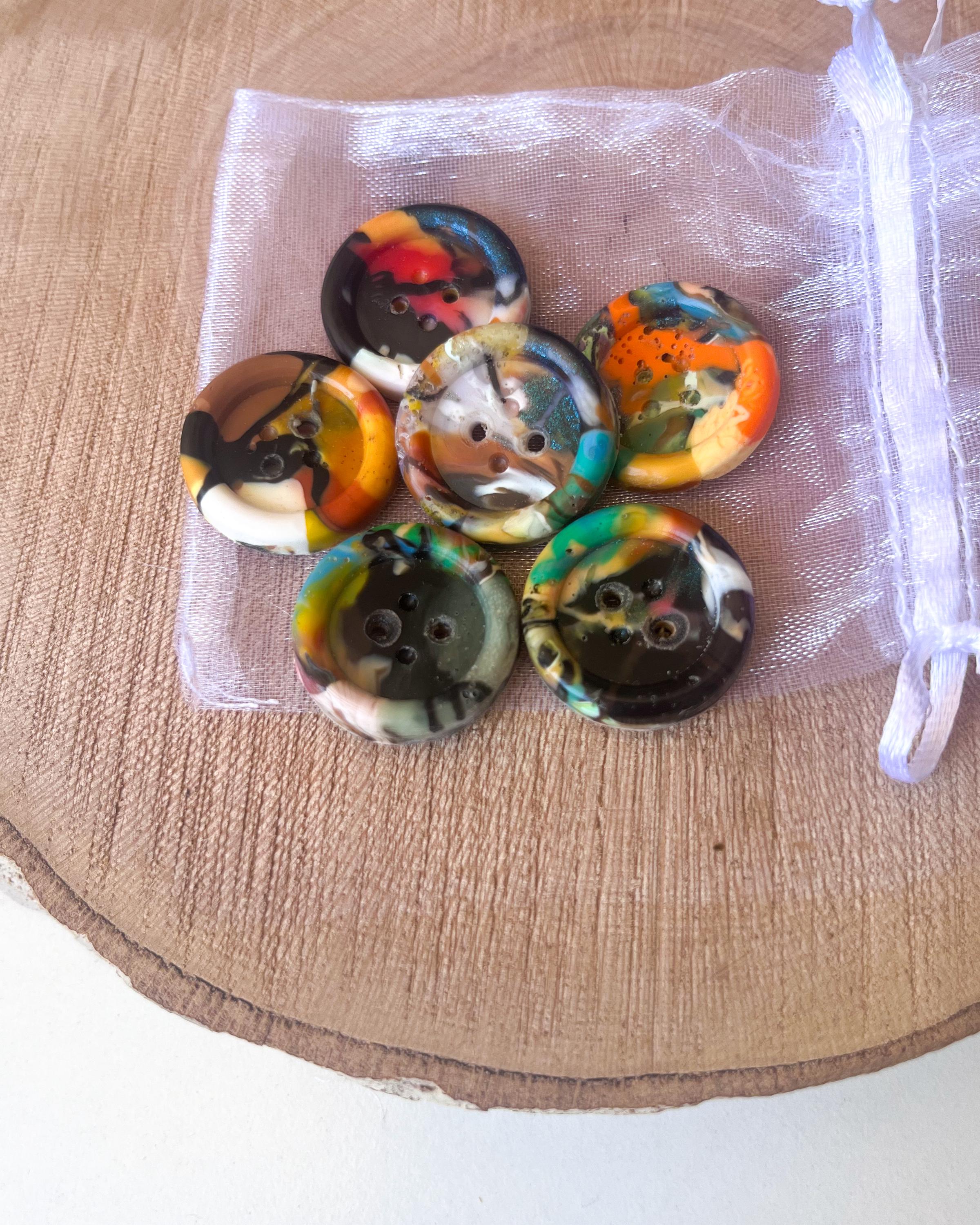 Set of 6 Charming Large Buttons – Handmade From 100% Recycled PLA. 2 ...