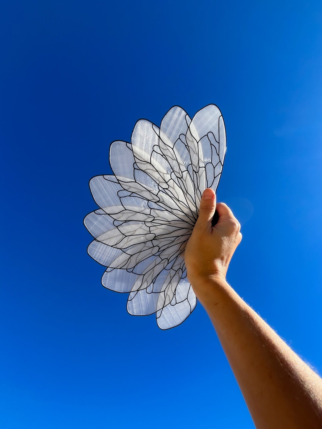 Handfan Dragonfly Wings. 3D Printed and Hand Sewn. Compostable and 100% ...