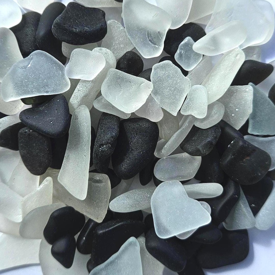 Sea Glass Mix: Black and White - Authentic Pirate Glass - Caribbean ...