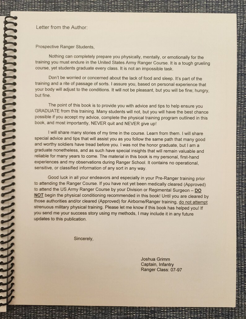 Pre-ranger 12 Week Physical Conditioning Program and Logbook - Etsy