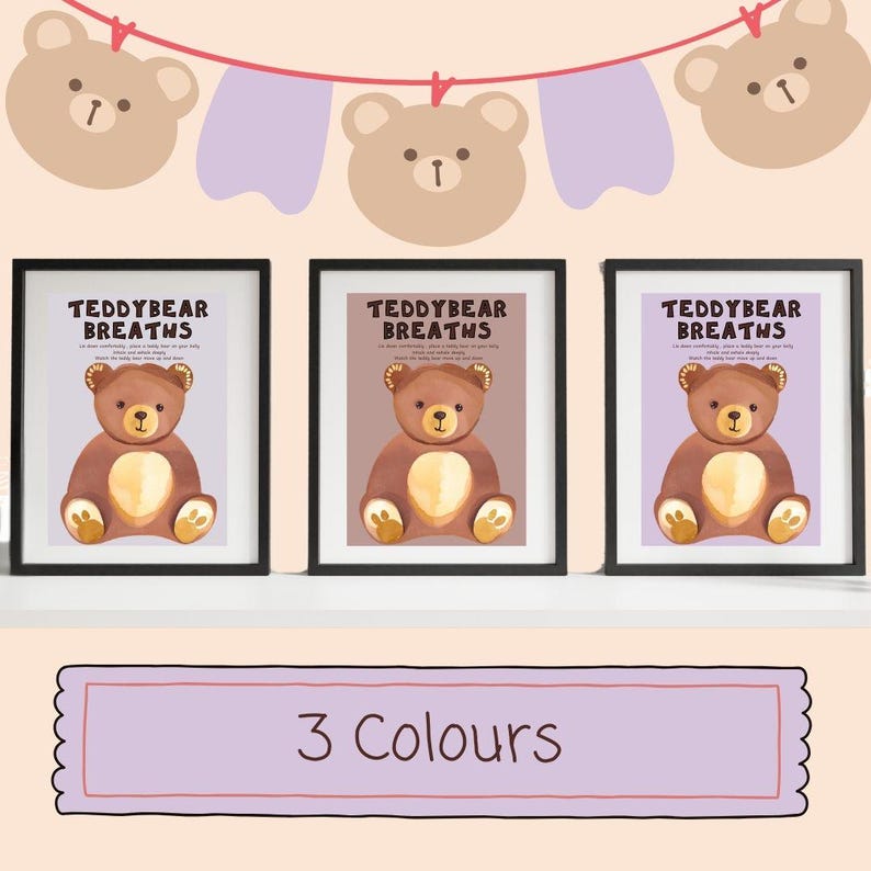 Mindfulness Breathwork Poster for Kids Calm Corner Teddy Bear Breaths ...