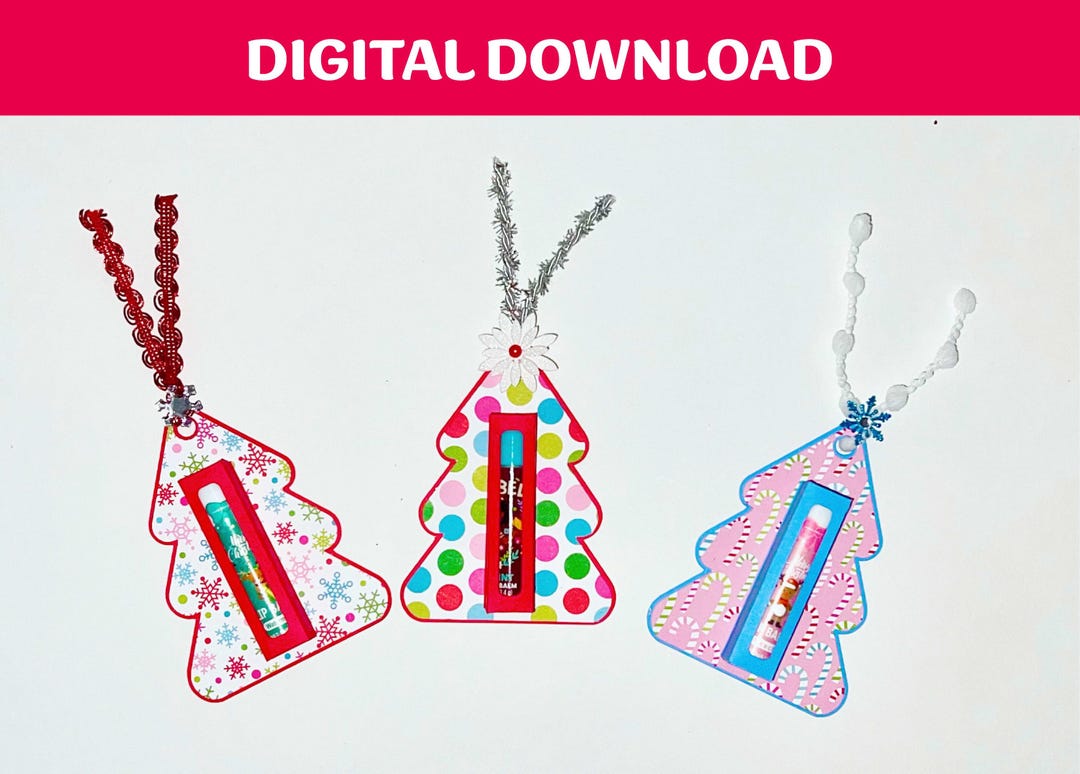 Christmas Tree Lip Balm, Lip Gloss, Money Holder Tag With Pull Tab Back ...