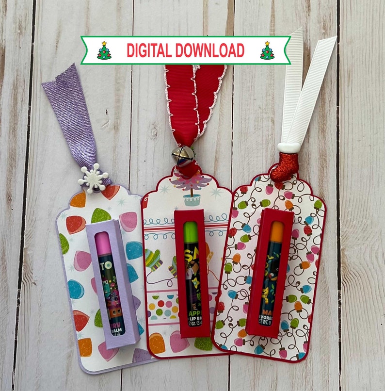 Christmas Lip Balm, Lip Gloss, Money Holder Tag With Pull Tab Back, SVG ...