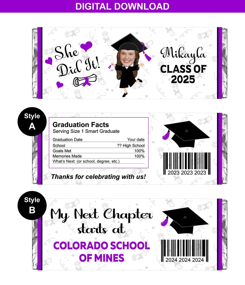Custom Candy Bar Wrappers for Graduation, Personalized Party Favors - Etsy