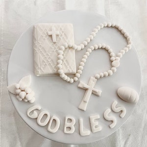 Bible,rosary,first Communion Fondant Cake Topper - Etsy