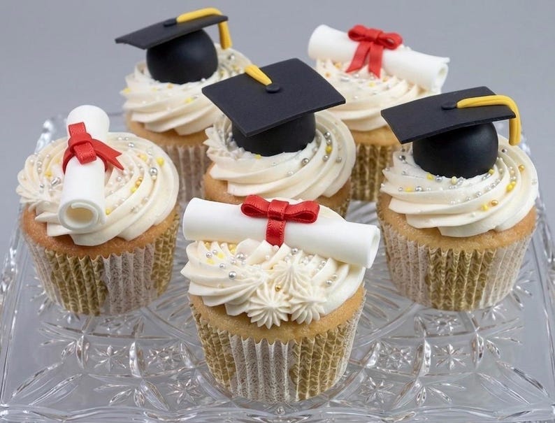 Graduation Caps and Scroll Diploma Fondant Cupcake Topper - Etsy