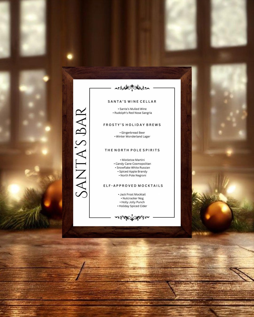 Printable Christmas Bar Menu Holiday Cocktail Menu Festive Drink Menu ...
