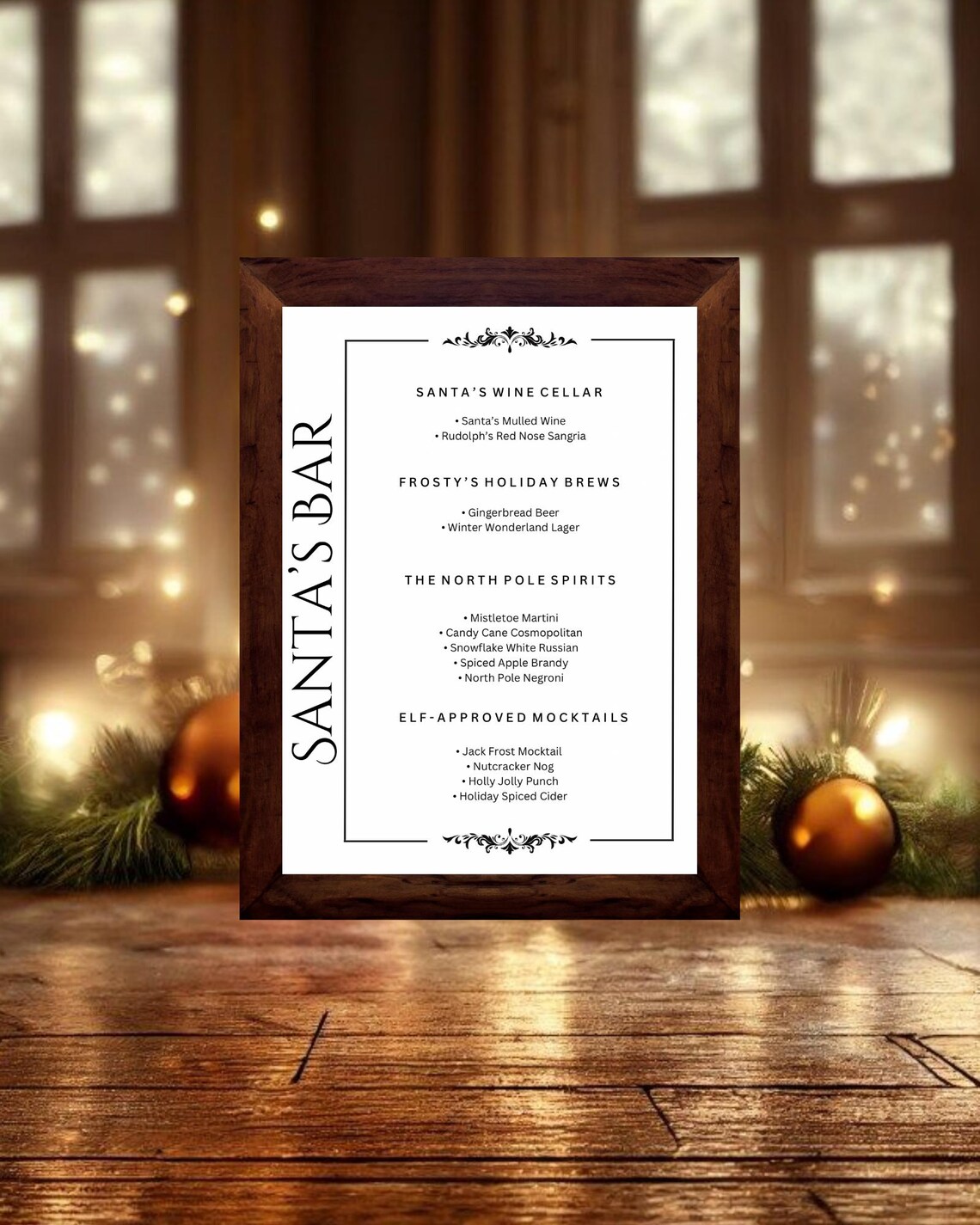 Printable Christmas Bar Menu Holiday Cocktail Menu Festive Drink Menu ...