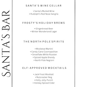 Printable Christmas Bar Menu Holiday Cocktail Menu Festive Drink Menu ...