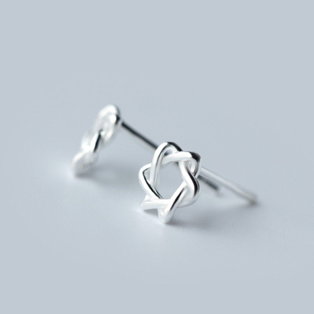 Star of David Knot Stud Earrings Sterling Silver 925 - Etsy