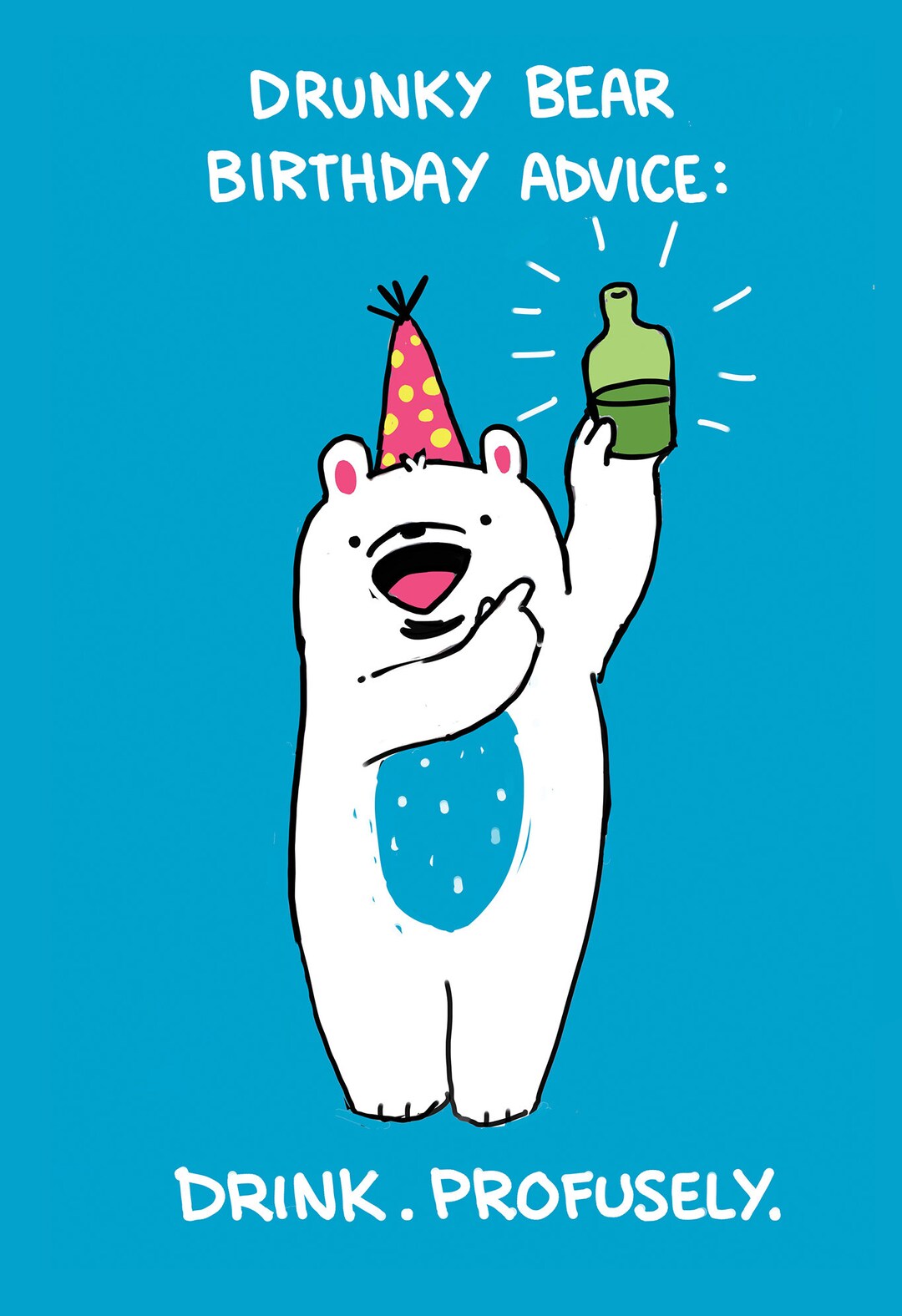Drunky Bear Birthday Advice Greeting Card - Etsy