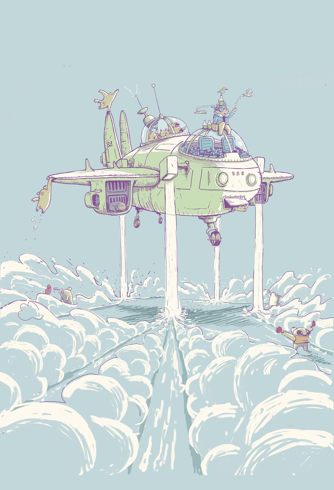 Drunky Bear Spaceship Lift-off Greeting Card - Etsy