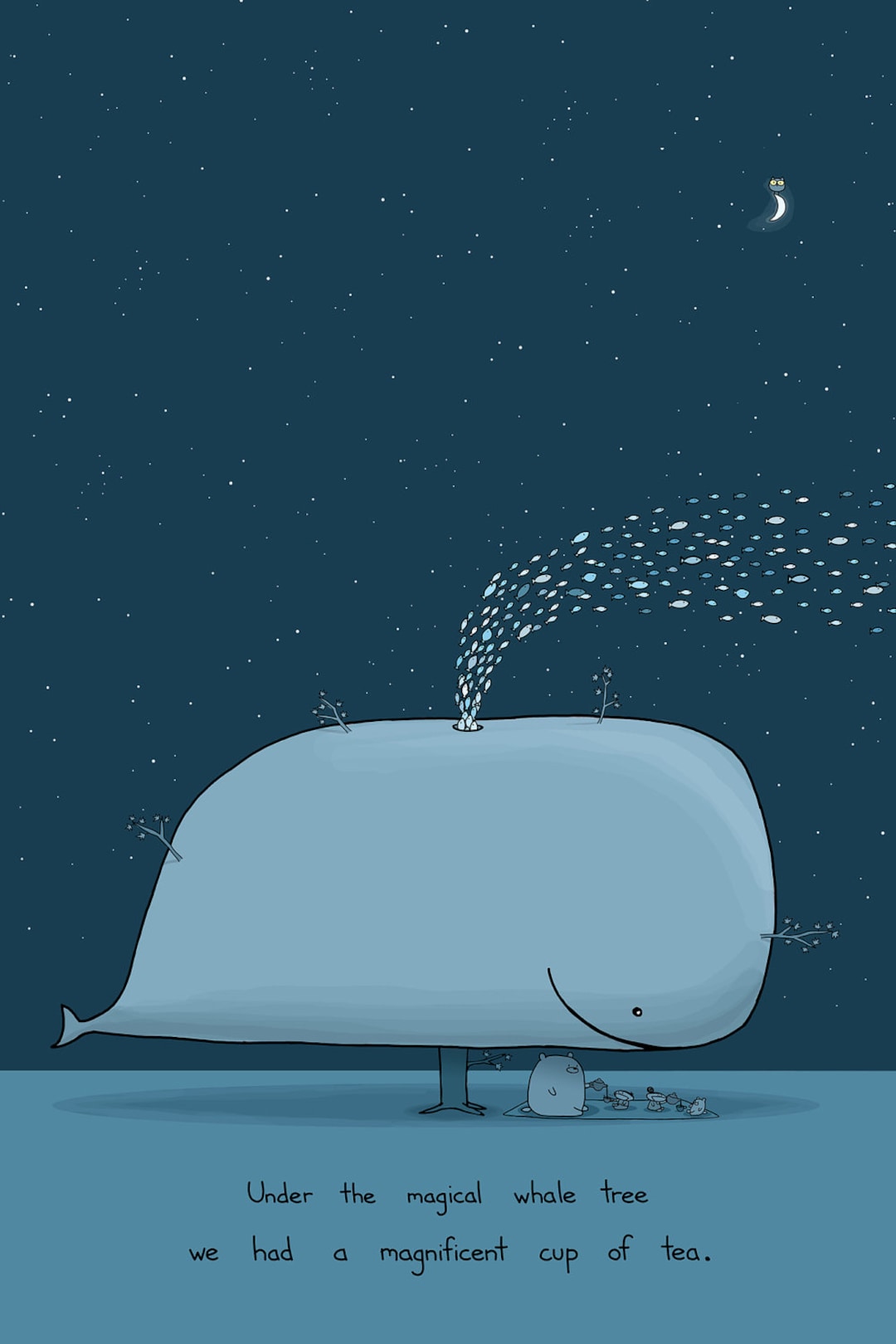 Under the Magical Whale Tree Art Print - Etsy