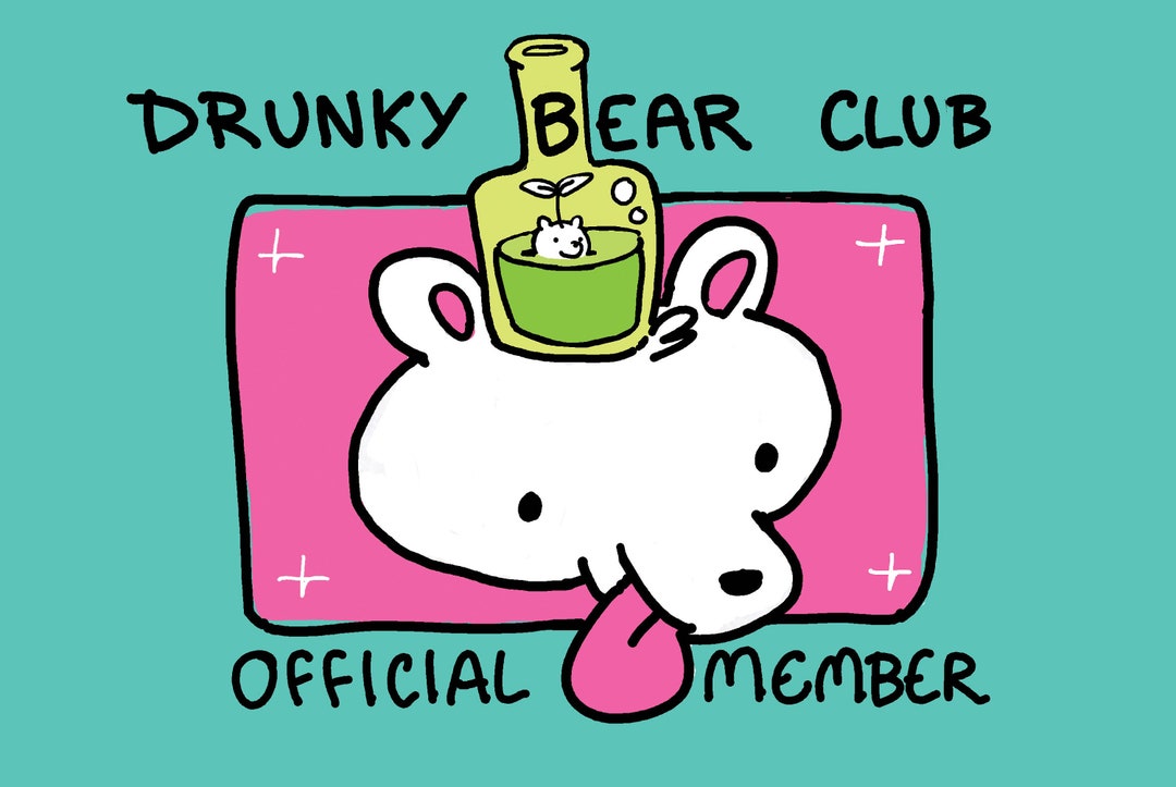 Drunky Bear Club Official Member Greeting Card - Etsy