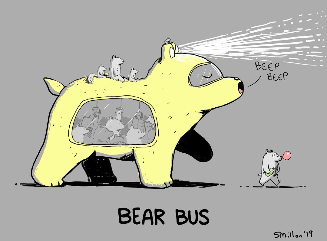 Bear Bus Art Print (totoro Cat Bus Inspired) - Etsy