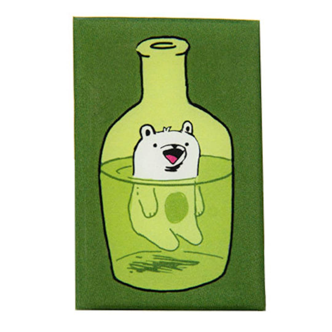 Drunky Bear in a Bottle Handmade Magnet - Cute Kawaii - Natural Drunky ...