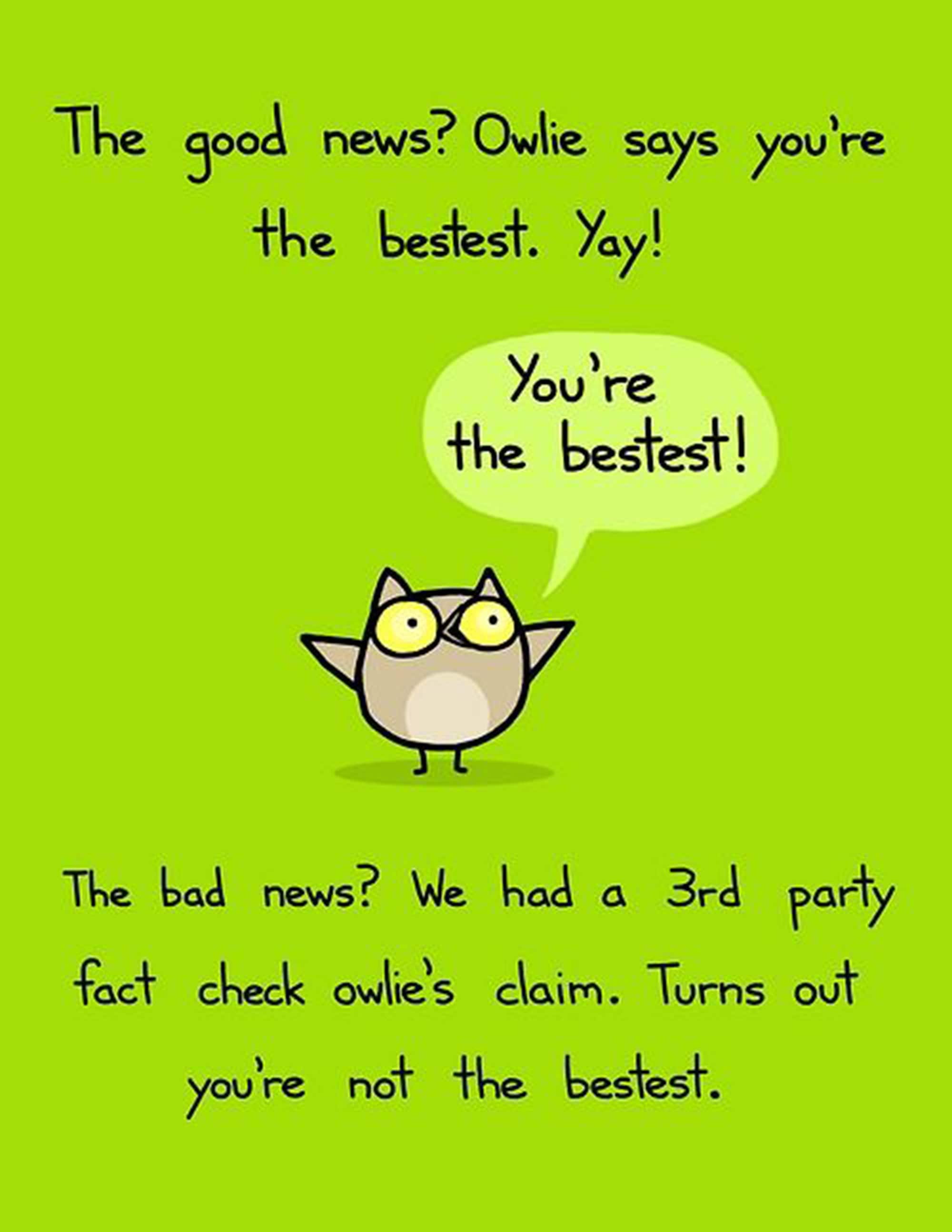Owlie You're The Bestest Fact Check Greeting Card | Etsy