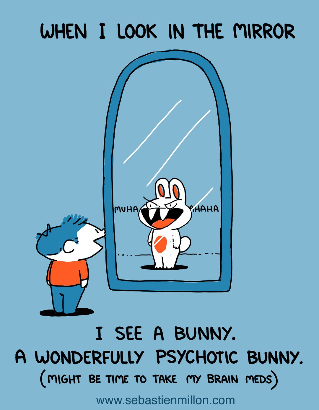 When I Look in the Mirror I See A Bunny Art Print - Etsy