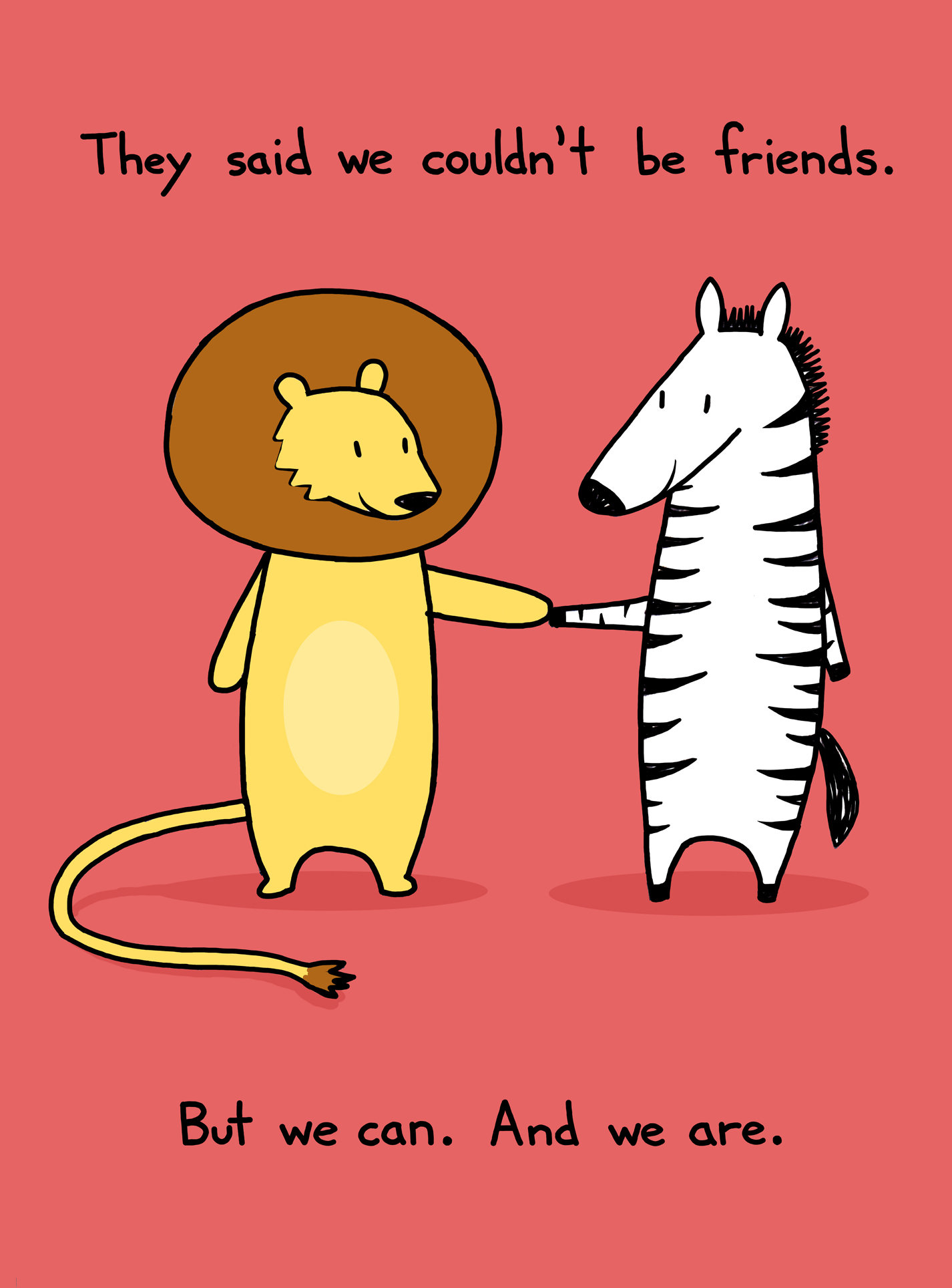 Lion and Zebra Friendship Greeting Card - Etsy