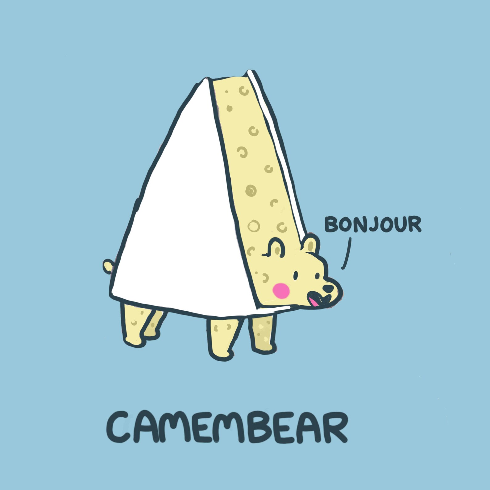 Camembear Cute French Food Pun Greeting Card - Etsy