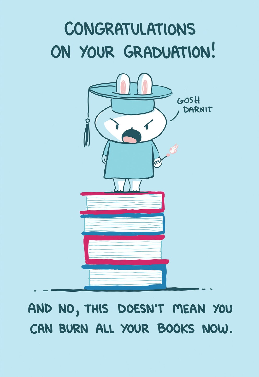 Bunny Standing on Books Graduation Greeting Card - Etsy