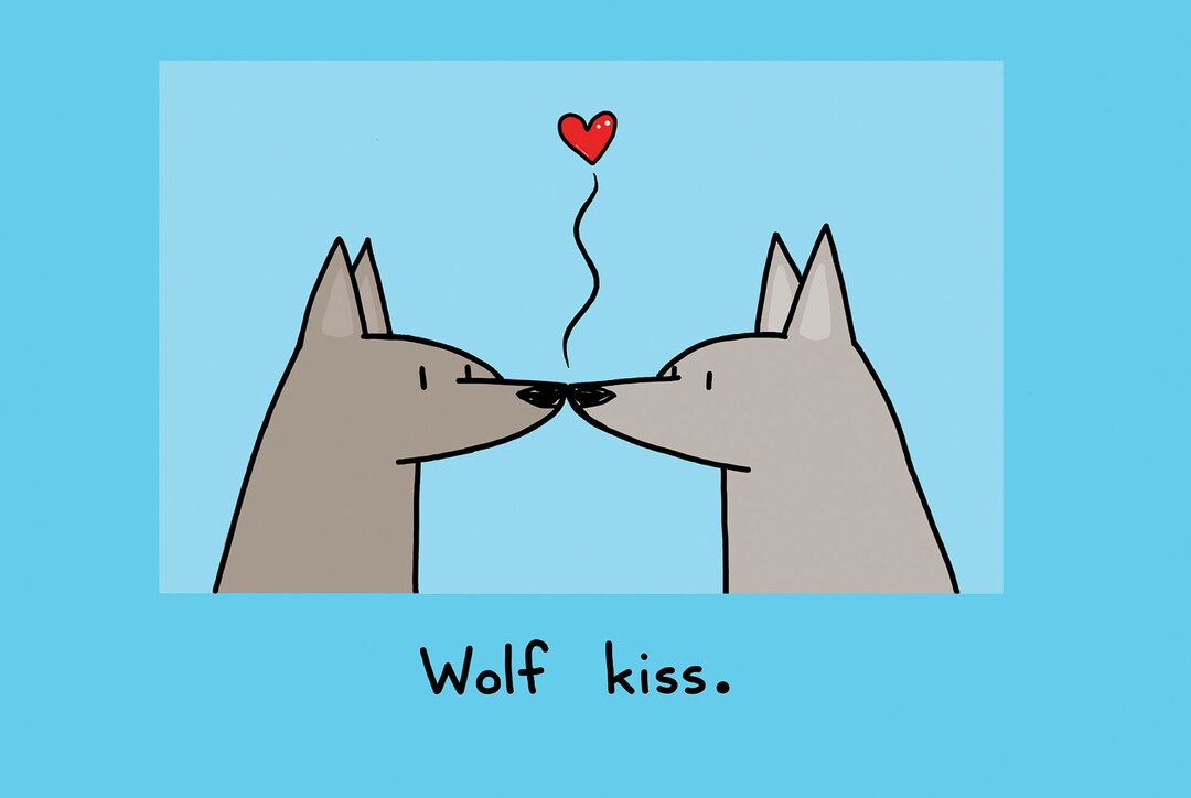Wolf Kiss Greeting Card - Etsy