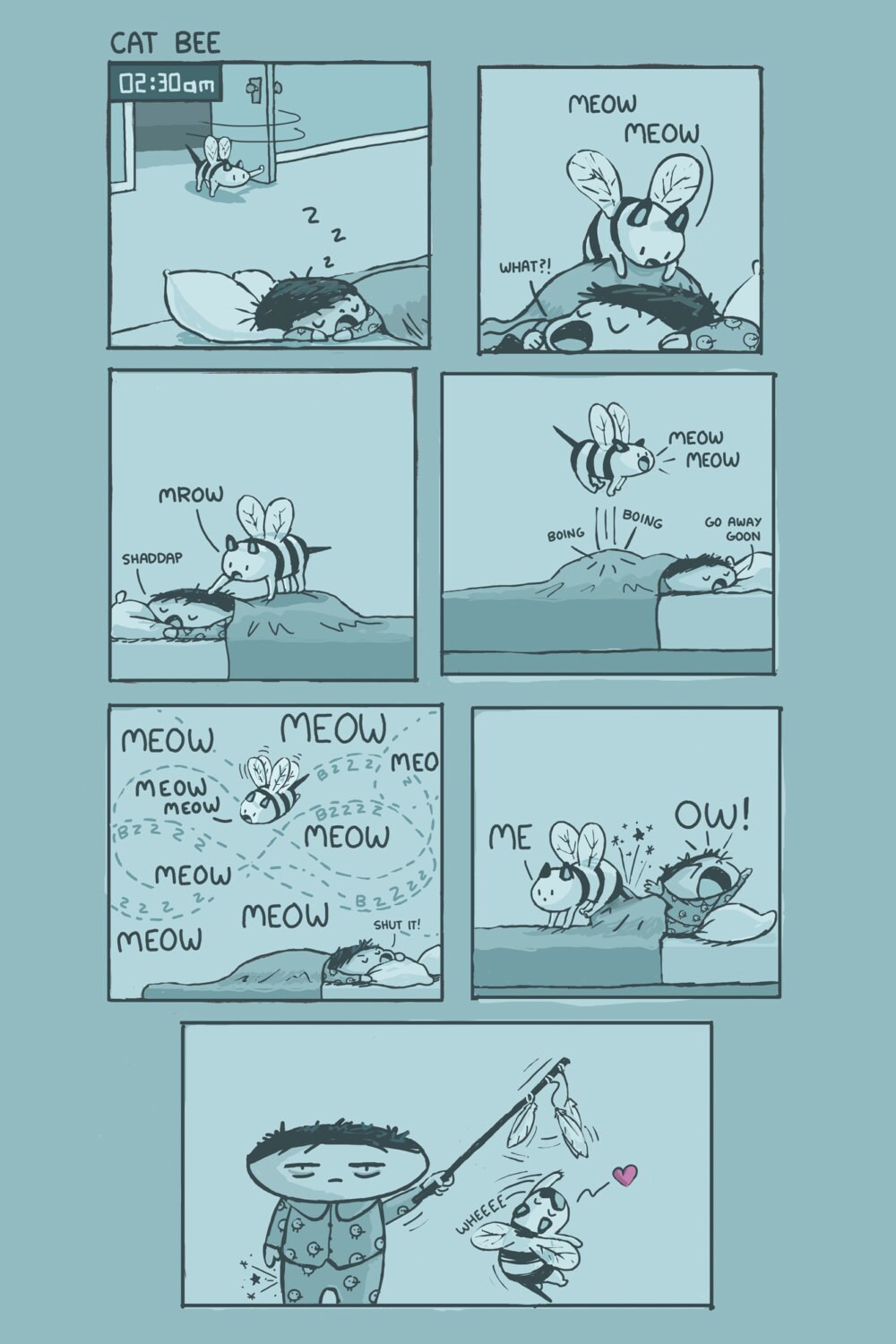 Cat Bee Art Print | Etsy