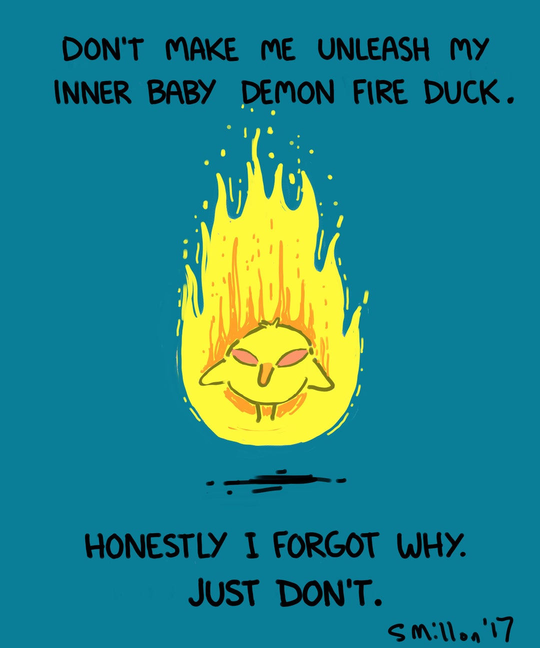 Don't Make Me Unleash My Inner Baby Demon Fire Duck Greeting Card - Etsy