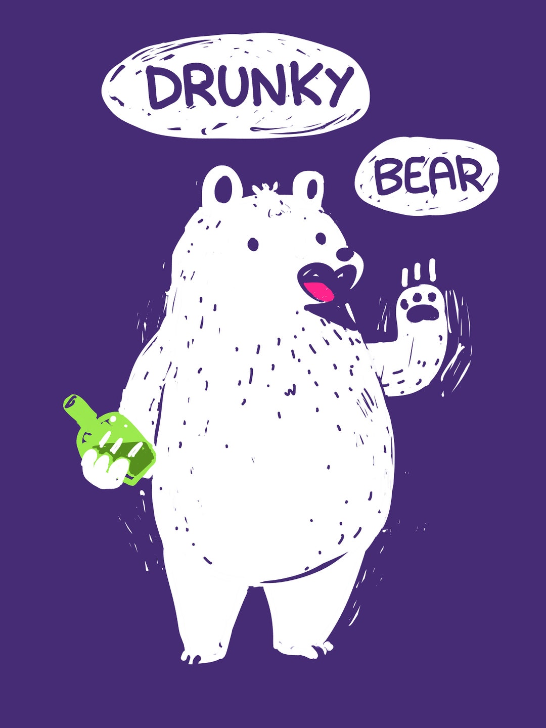 Drunky Bear Art Print - Etsy