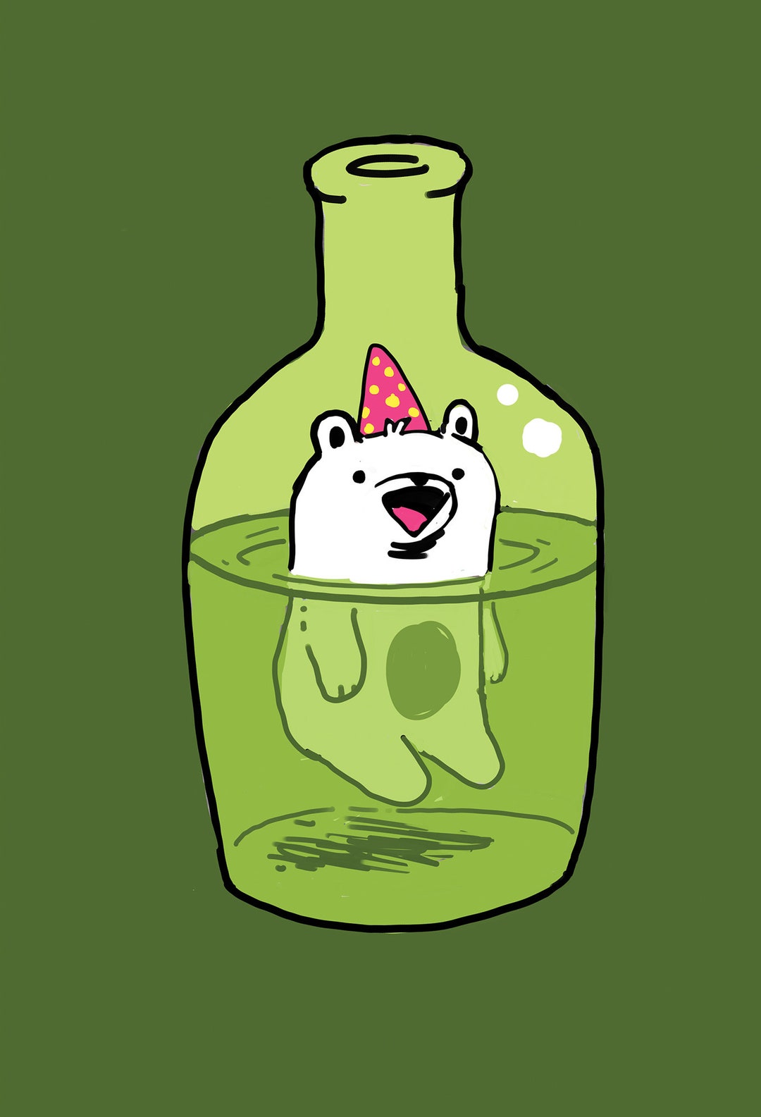 Drunky Bear in a Bottle Birthday Greeting Card - Etsy