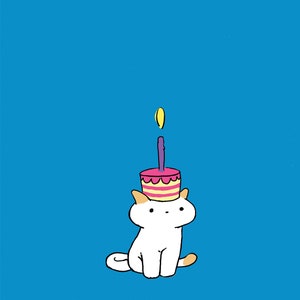 Little Cat Birthday Card - Etsy